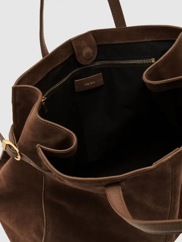 REISS Indigo Suede Oversized Tote Bag