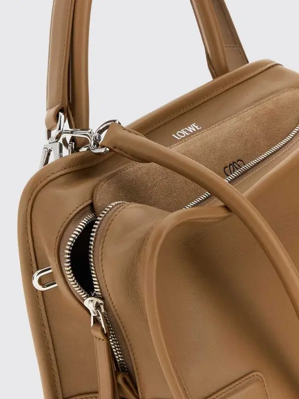 Loewe Amazona 180 Calfskin Leather Handbag With Removable Shoulder Strap - Brown