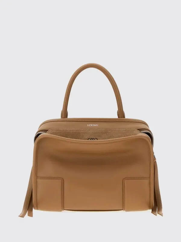 Loewe Small Amazona Calfskin Leather Handbag With Embossed Logo - Brown