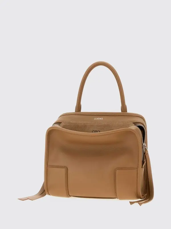 Loewe Small Amazona Calfskin Leather Handbag With Embossed Logo - Brown