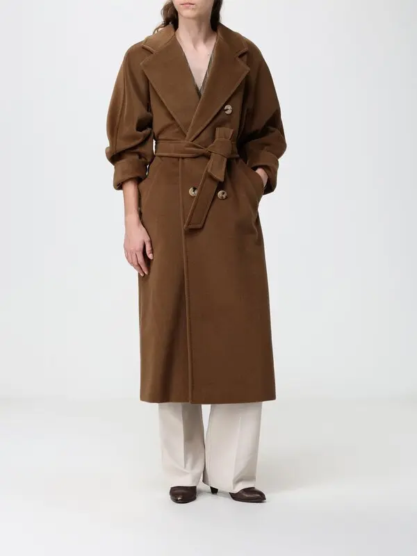 Max Mara Madame Double-breasted Long Wool Coat With Belt
