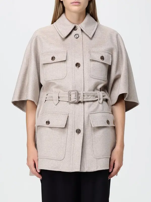 Max Mara Single-breasted 100% Cashmere Safari Jacket With Short Sleeves - Cream