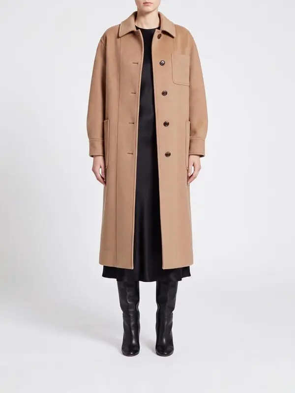 Max Mara Single-breasted Long Coat In Wool And Cashmere With Dropped Shoulders