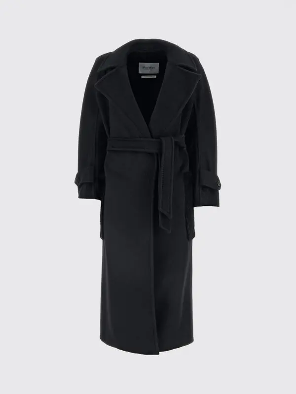 Max Mara Long Belted Robe Coat In Wool With Classic Lapels And A Back Vent