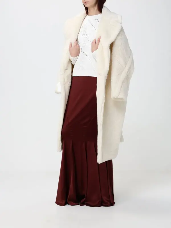 Max Mara Double-breasted Wool Blend Teddy Coat With Dropped Shoulders - White