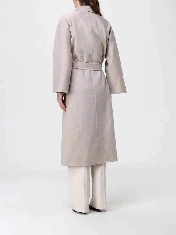 Max Mara Long 100% Cashmere Robe Coat With Belt - Cream