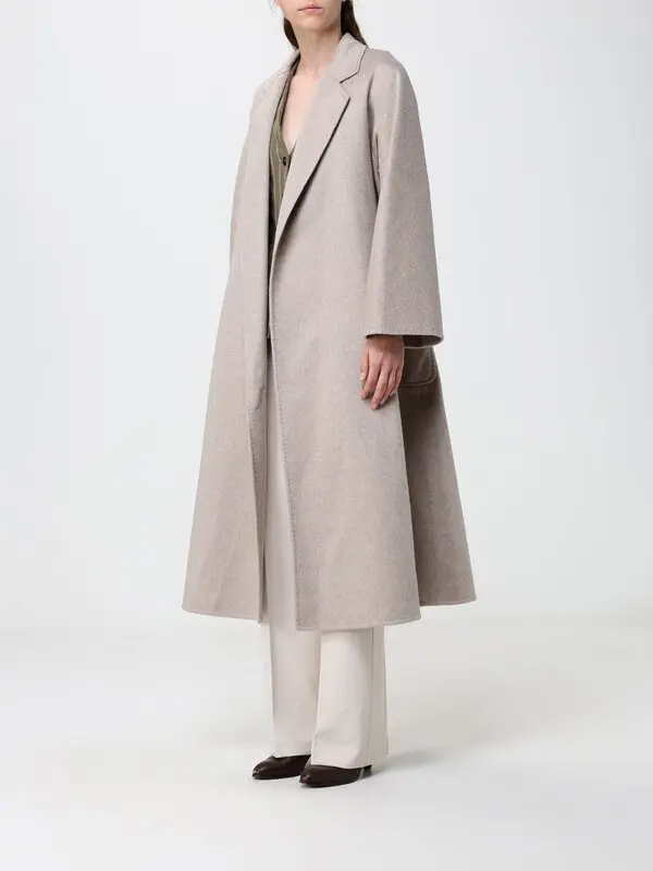 Max Mara Long 100% Cashmere Robe Coat With Belt - Cream