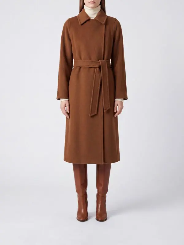 Max Mara Knee-length Wool Robe Coat With Belt
