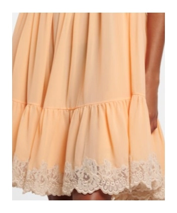 Chloé Lace-trimmed Silk Georgette Minidress