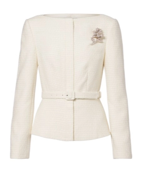 Roland Mouret Belted Embellished Bouclé Jacket