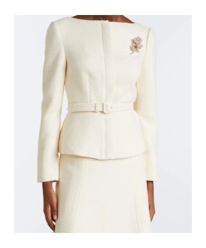 Roland Mouret Belted Embellished Bouclé Jacket