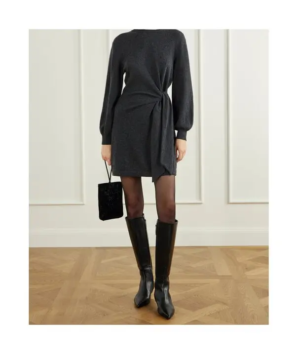 LISA YANG Knotted Cashmere Mini Dress - Gray
