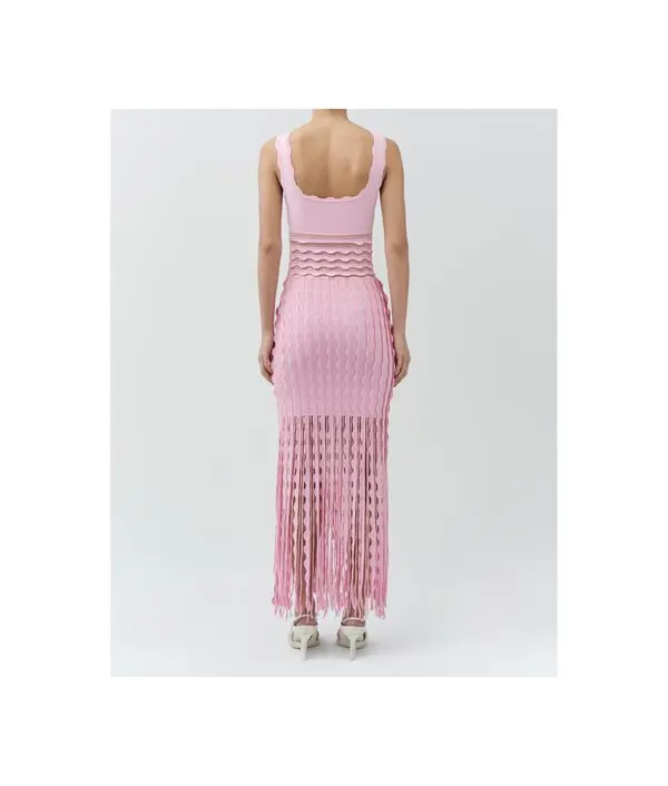 Simkhai Brionne Fringed-hem Dress Midi