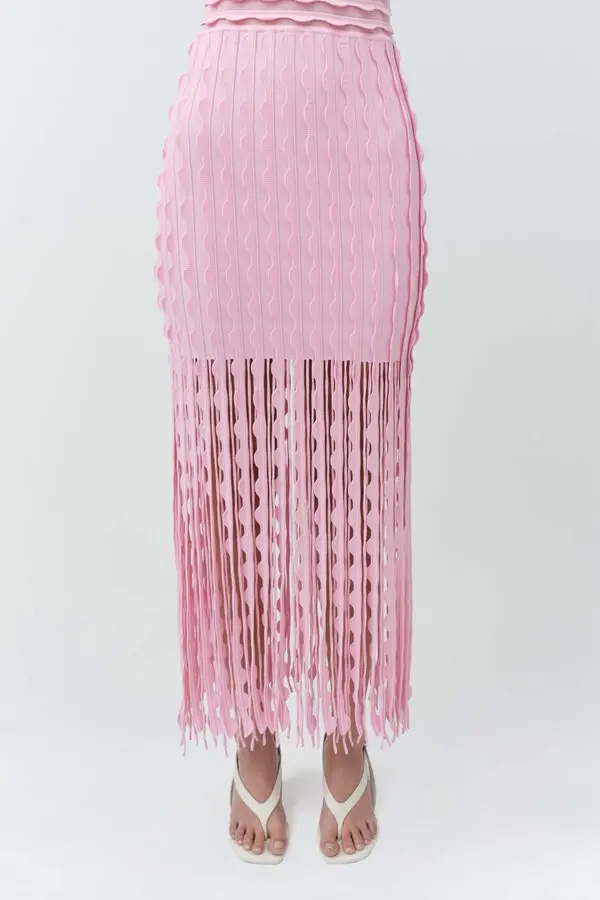 Simkhai Brionne Fringed-hem Dress Midi