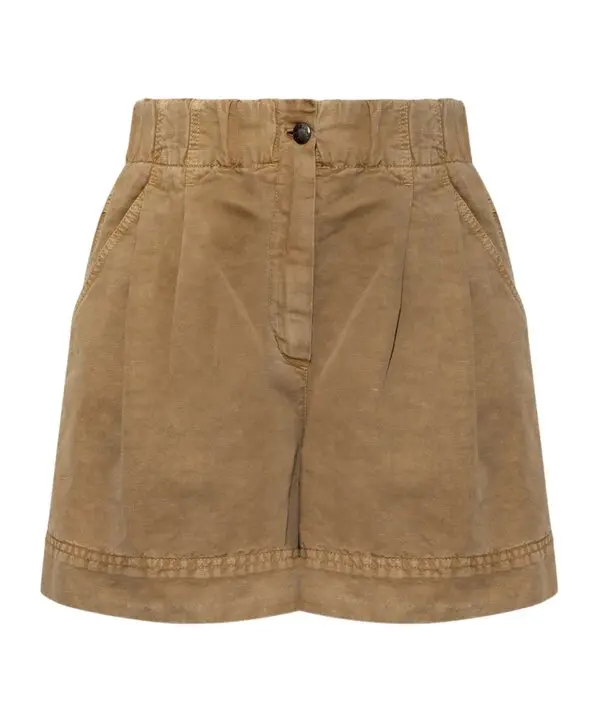 Moncler Logo Embroidered Shorts - Brown