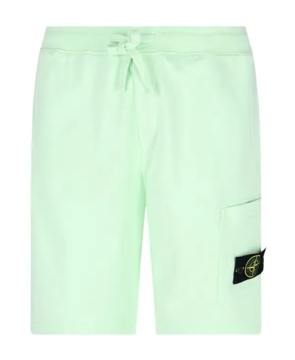 Stone Island Compass-patch Drawstring Cargo Shorts - Light Green