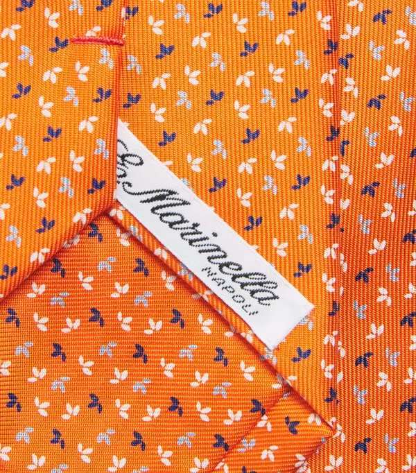 E. MARINELLA Silk Leaf Print Tie
