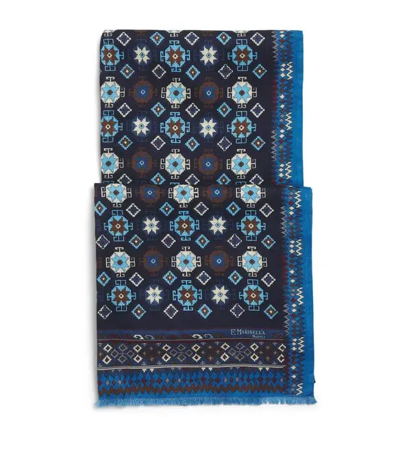 E. MARINELLA Wool-silk Geometric Print Scarf