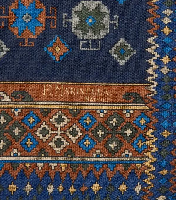 E. MARINELLA Wool-silk Geometric Print Scarf