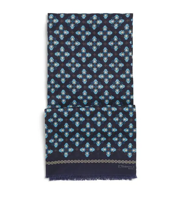 E. MARINELLA Wool-silk Floral Print Scarf