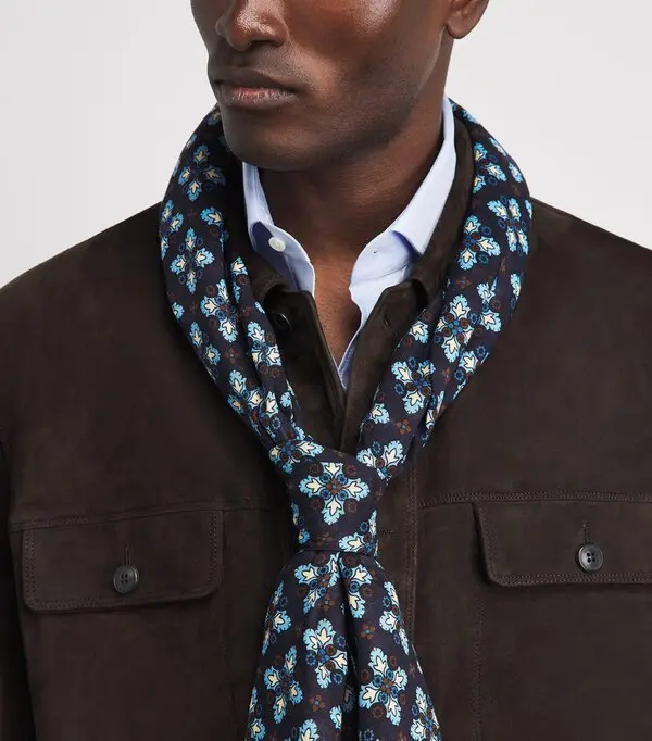 E. MARINELLA Wool-silk Floral Print Scarf
