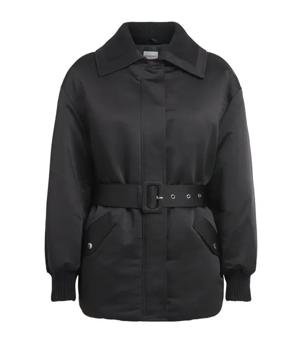 Claudie Pierlot Satin Belted Puffer Jacket