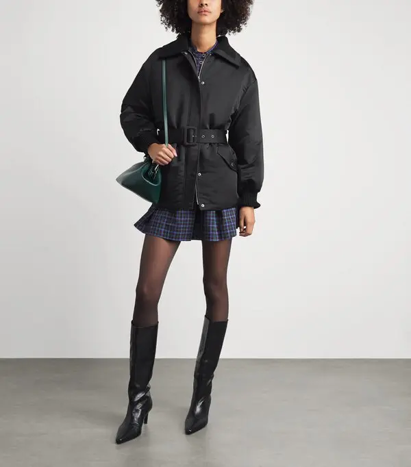 Claudie Pierlot Satin Belted Puffer Jacket