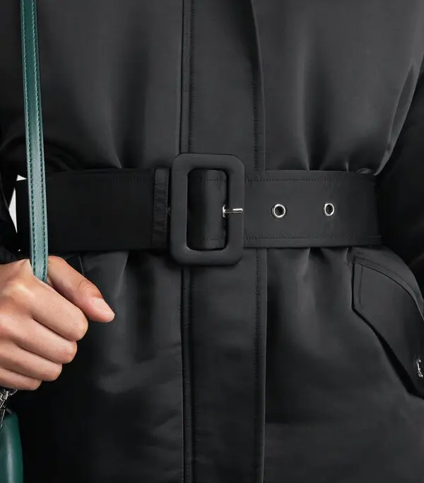 Claudie Pierlot Satin Belted Puffer Jacket