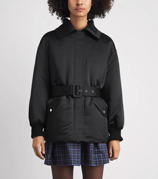 Claudie Pierlot Satin Belted Puffer Jacket