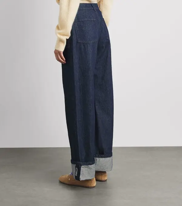 Claudie Pierlot Embroidered-cuff High-rise Straight Jeans
