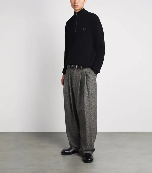 Fred Perry Cotton Waffle-knit Quarter-zip Sweatshirt