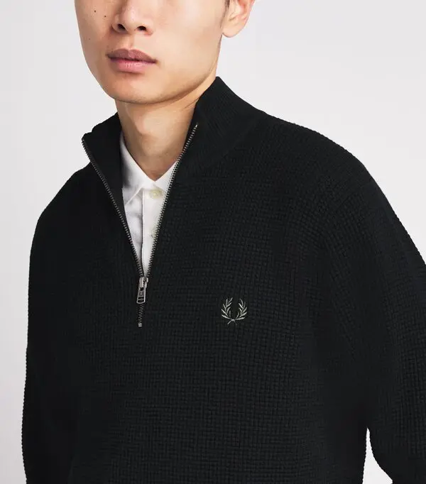 Fred Perry Cotton Waffle-knit Quarter-zip Sweatshirt