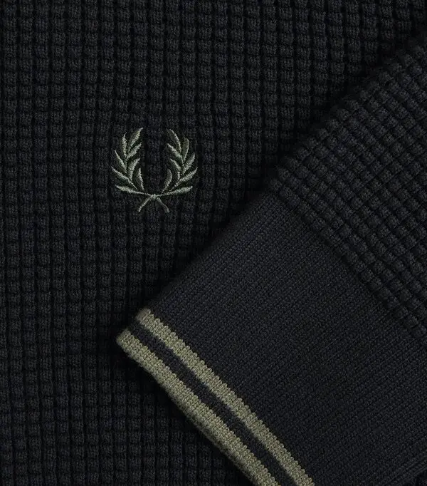 Fred Perry Cotton Waffle-knit Quarter-zip Sweatshirt