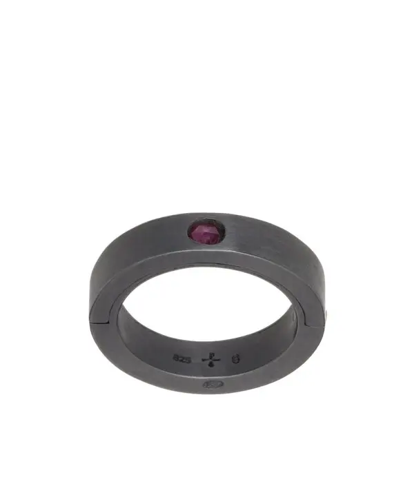 PARTS OF FOUR Sistema Ring - Black Sterling Silver/rough Ruby