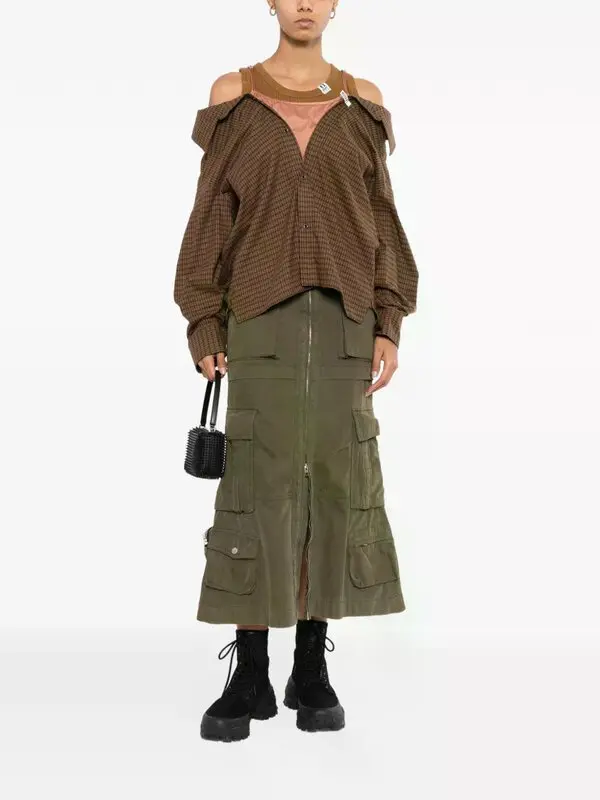 Mihara Yasuhiro Checked Cold-shoulder Shirt