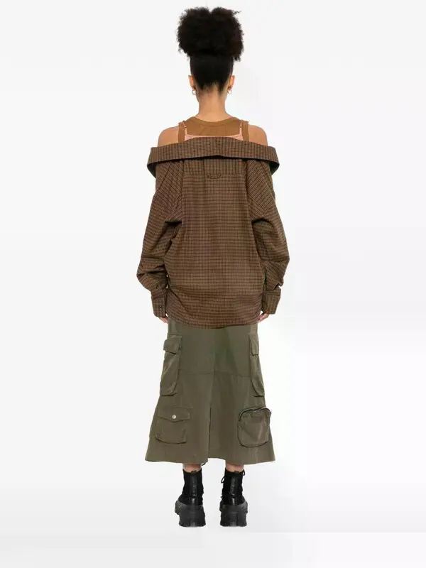 Mihara Yasuhiro Checked Cold-shoulder Shirt