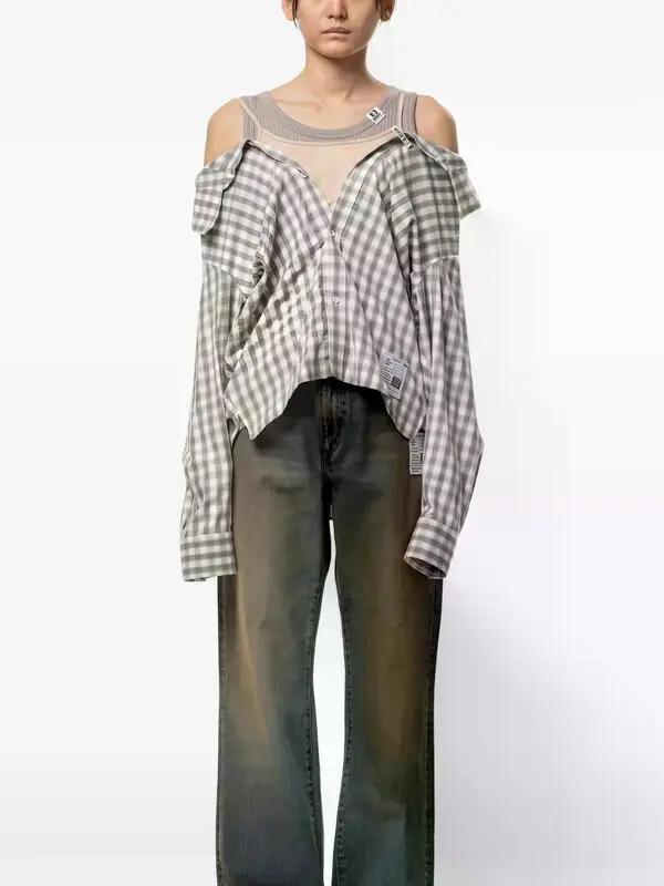 Mihara Yasuhiro Triple Layered Check Shirt - Brown