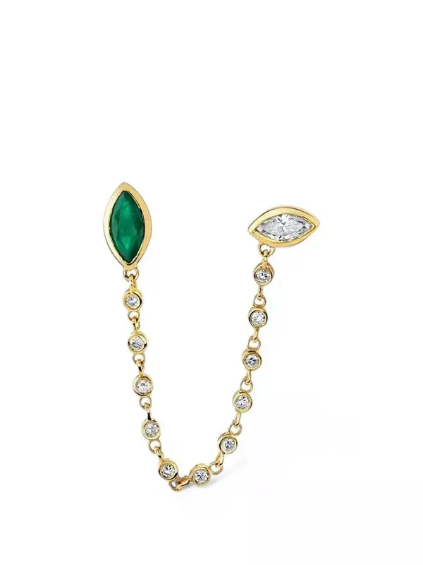 Shay Emerald And Diamond Chain Link Stud Earring