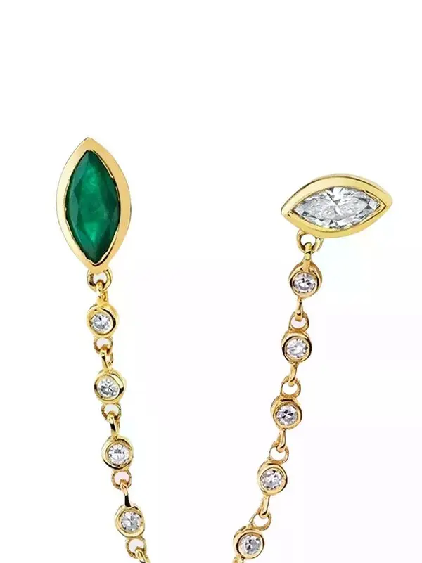 Shay Emerald And Diamond Chain Link Stud Earring