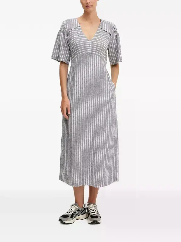 SPORTALM Vertical-stripe Smocked-detail Midi Dress