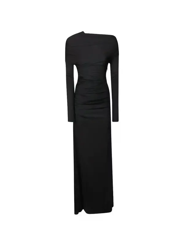 Victoria Beckham Ruched Long-sleeve Maxi Dress