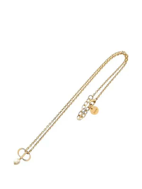 Dior 2010s Cd Logo Pearl Necklace