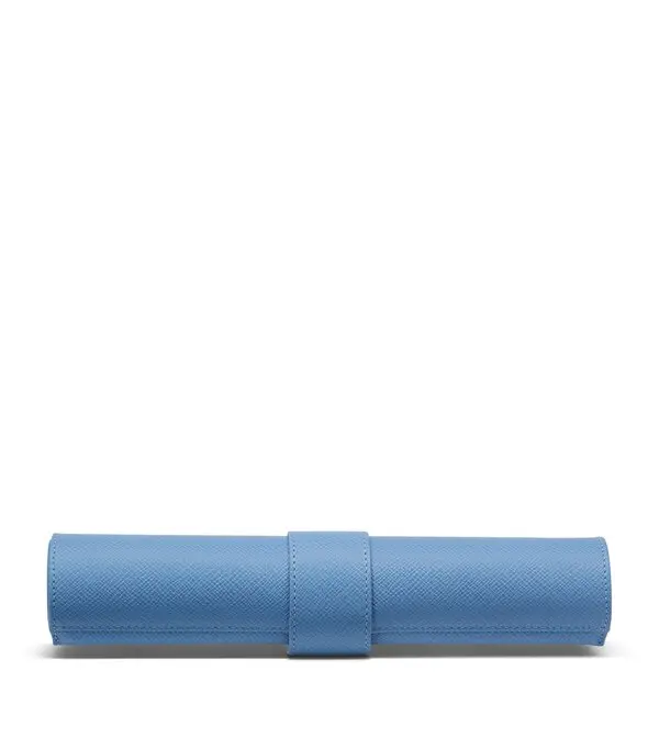 Smythson Leather Backgammon Travel Roll Set - Blue