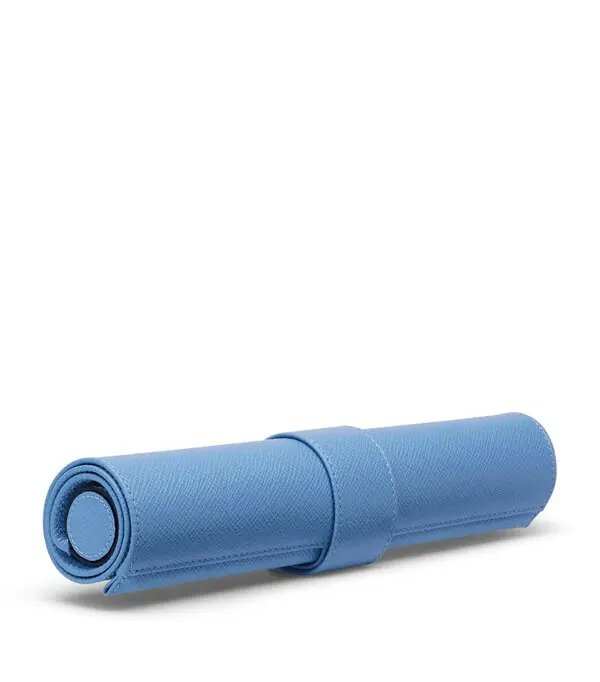 Smythson Leather Backgammon Travel Roll Set - Blue