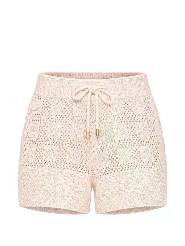 Zimmermann Crochet-knit Drawstring Mini Shorts - Pink