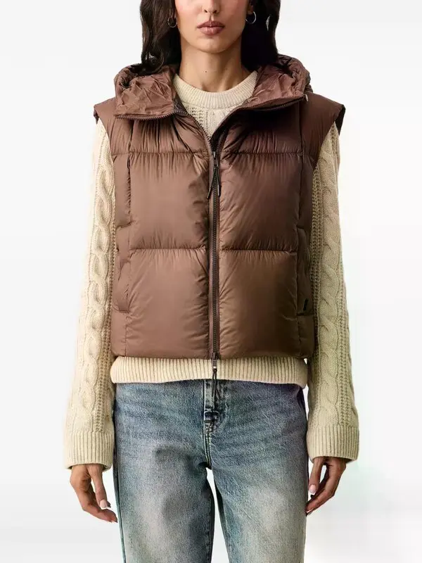 MOS MOSH Kiara Tally Quilted Hooded Gilet - Brown