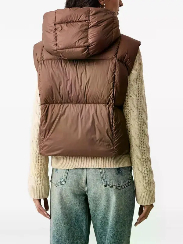 MOS MOSH Kiara Tally Quilted Hooded Gilet - Brown