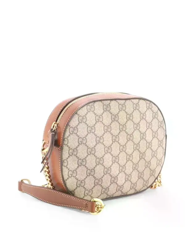 Gucci Chain Gg Coated Canvas And Leather Mini Crossbody Bag