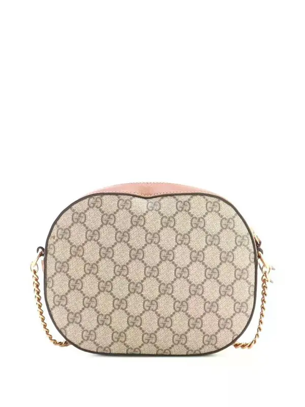 Gucci Chain Gg Coated Canvas And Leather Mini Crossbody Bag - Brown