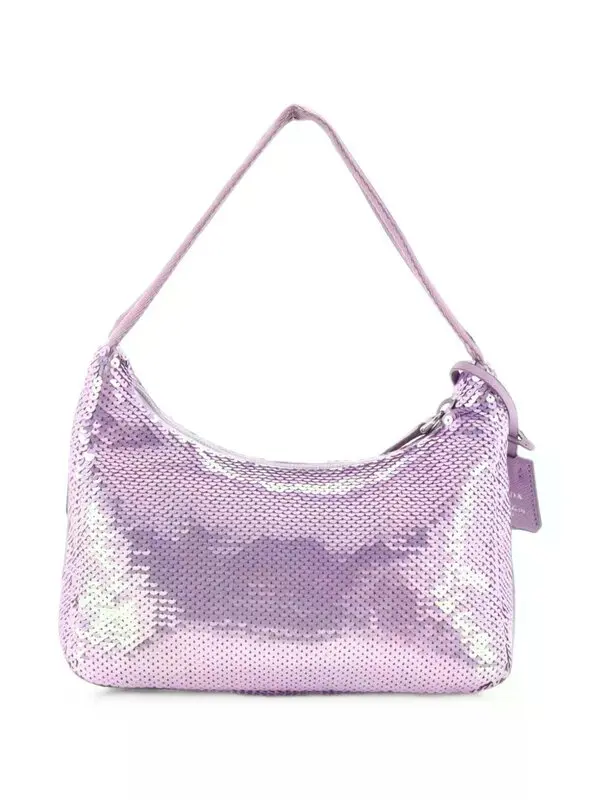 Prada Re-edition 2000 Sequins Mini Hobo Bag - Purple